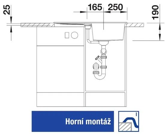 Blanco Metra 45 S Granitový dřez s odkapem oboustranné provedení 78x50cm, antracit, 513194