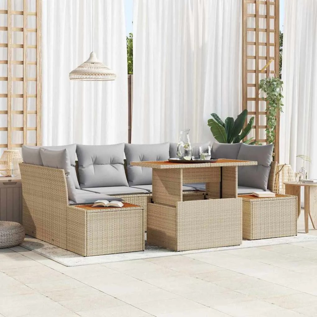 Sada zahradních pohovek 9 ks Beige a šedá 3350037