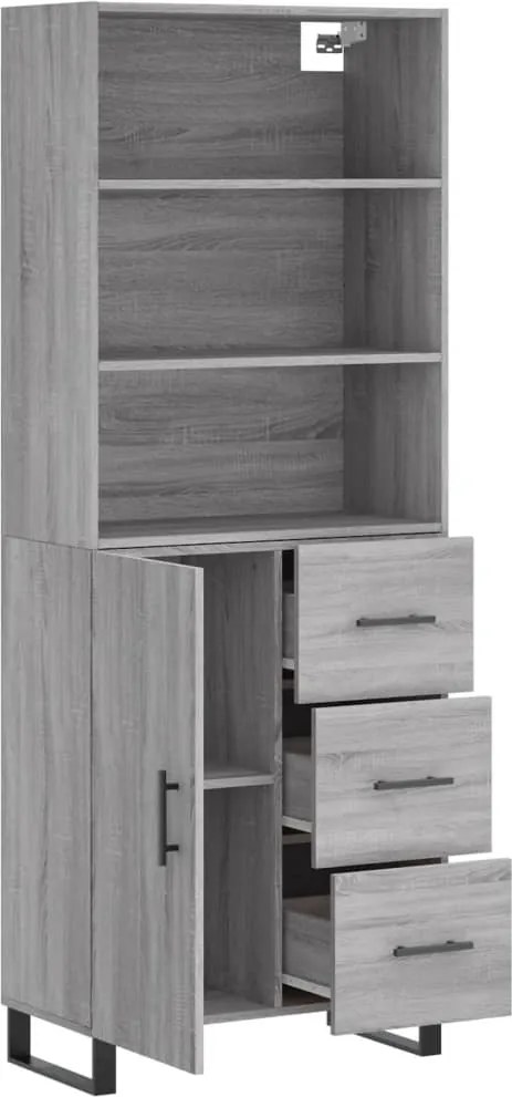 Skříň highboard šedá sonoma 69,5 x 34 x 180 cm kompozitní dřevo 3189475