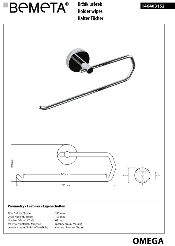 Bemeta Design OMEGA: Držák kuchyňských utěrek - 146403152