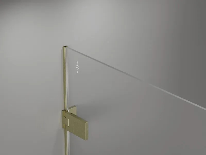 Mexen Lunar-F Duo, skládací sprchový kout 85 x 85 cm, 8mm čiré sklo, zlatý matný profil, 836-085L-085P-55-00