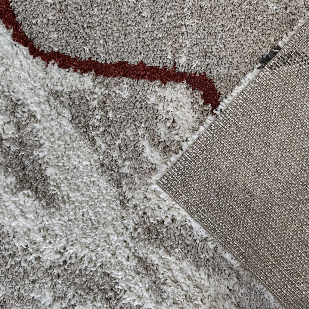 DY Šedý huňatý koberec s abstraktním vzorem Santo 01 Rozměr: 80x150 cm
