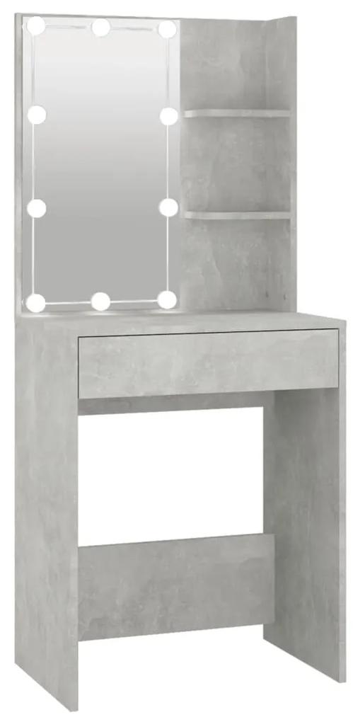 Toaletní stolek s LED betonově šedý 60 x 40 x 140 cm - Default Title
