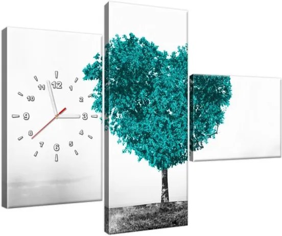 Tištěný obraz s hodinami Tyrkysový strom lásky 100x70cm ZP2558A_3AW