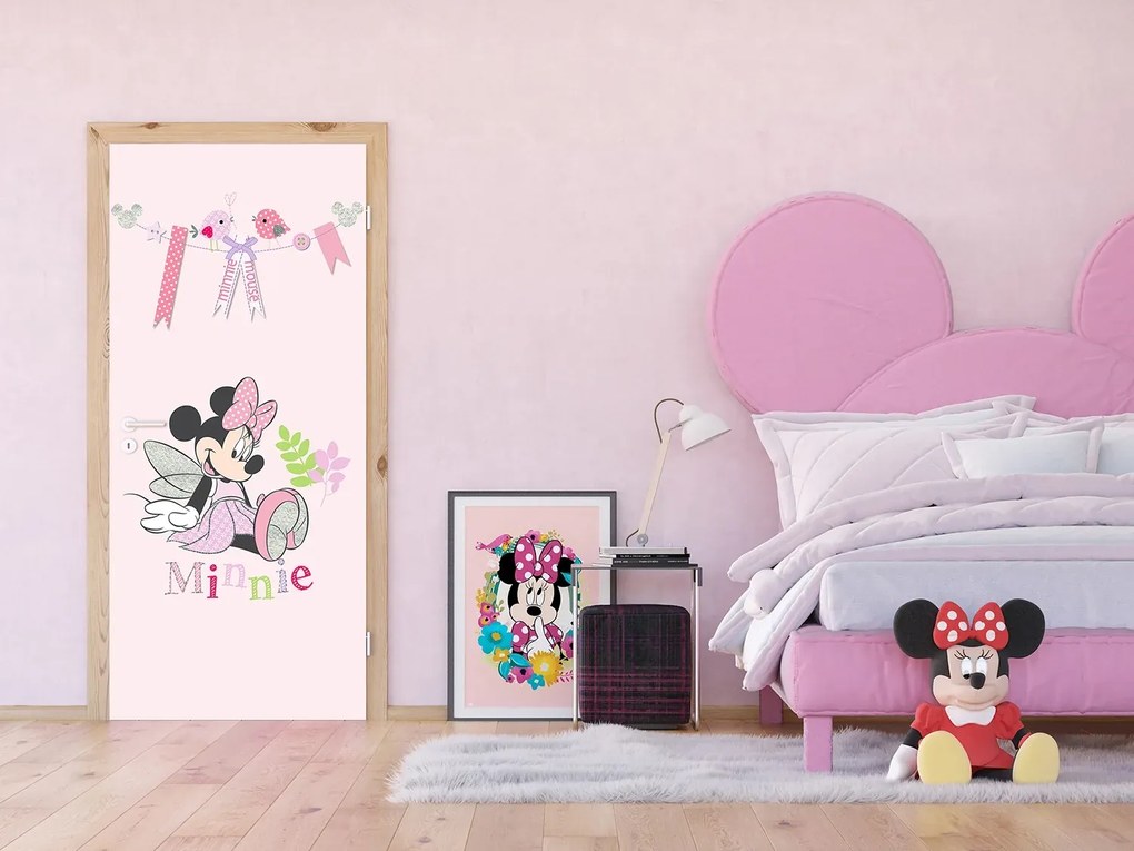 Dětská vliesová fototapeta na zed' Minnie Světle Růžová, Disney | 90 x 202 cm | DFTDNV 5489