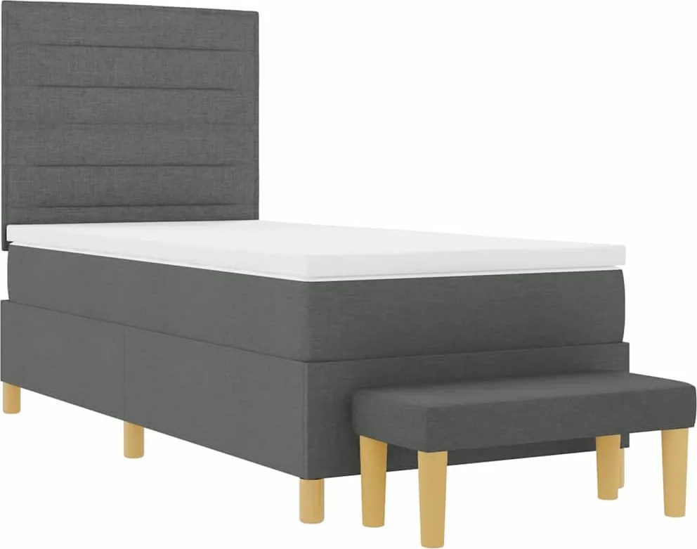 Postel s boxspringem s čelo Tmavě šedá 200 x 90 cm textil 3344178