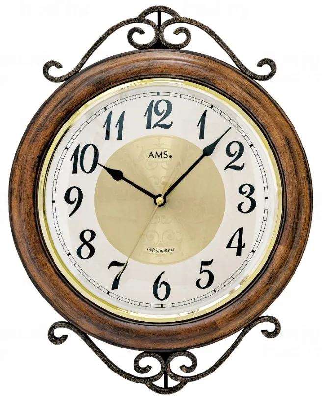 Designové nástěnné hodiny 9565 AMS 37cm s melodii Westminster