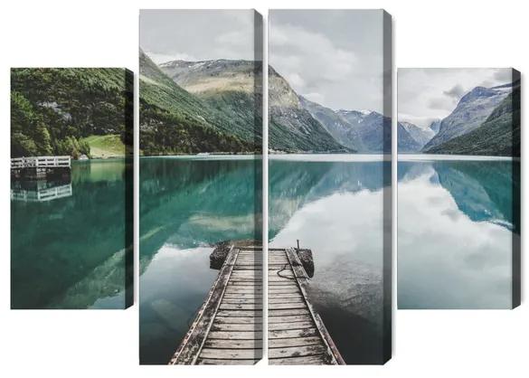 Vícedílný obraz Pohled Na Jezero Lovatnet Nedostatek Nedostatek Plátno Canvas 200x150