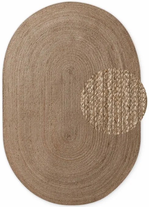 Koberec Hanse Home Jute Braided Rangpur naturální / hnědý ovál