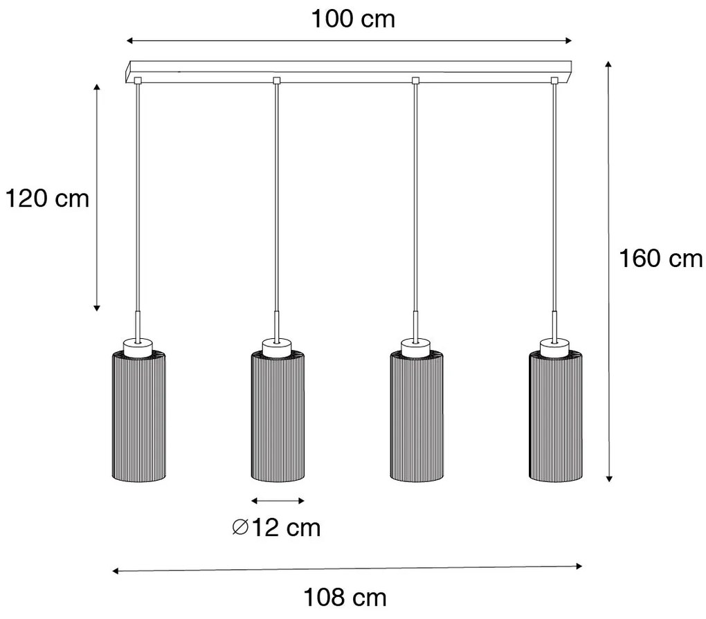 Závěsné svítidlo v art deco stylu zlaté se sklem 4-světlo - Laura