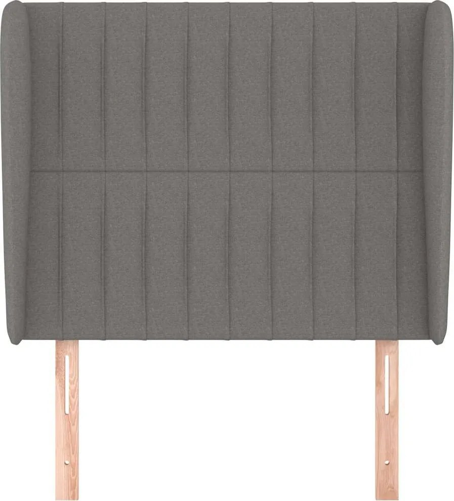 Čelo postele typu ušák tmavě šedé 103x23x118/128 cm textil 3118185