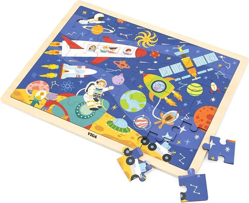 Dřevěné puzzle poznávej vesmír Viga 48 dílků