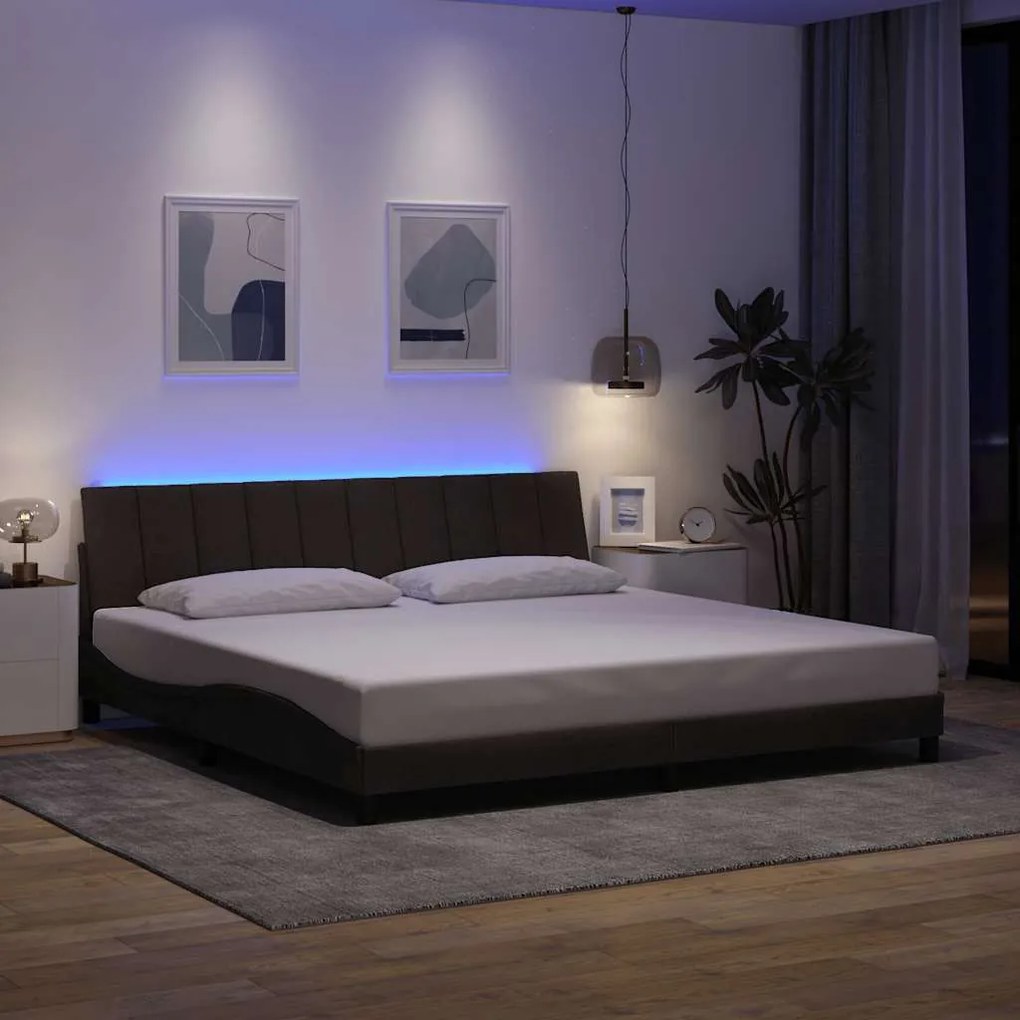 Rám postele bez matrace Hanko tmavě hnědý 200 x 200 cm textil 3310485