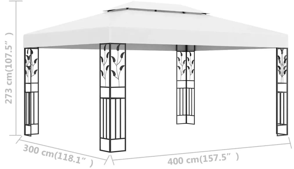 vidaXL Marketos Altán s dvojitou střechou 3 x 4 m bílý
