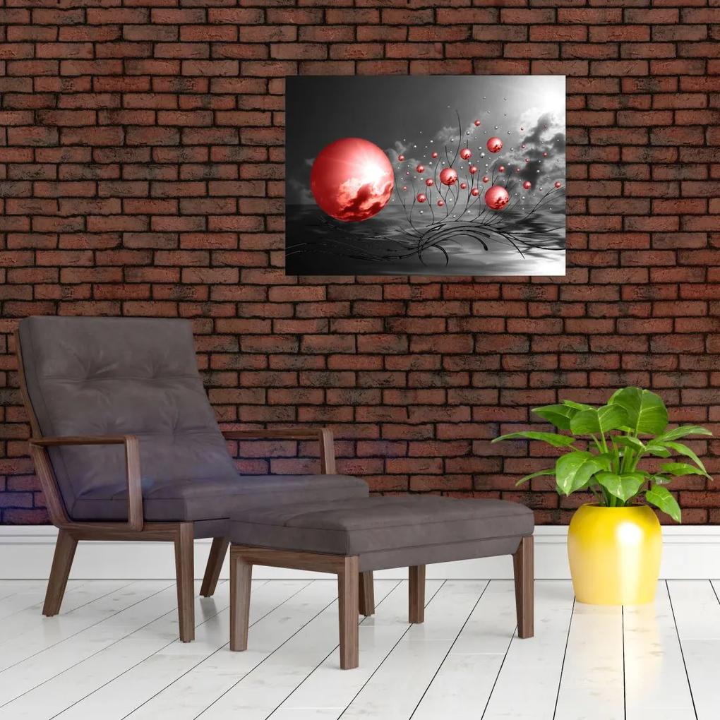 Skleněný obraz červených koulí (70x50 cm)