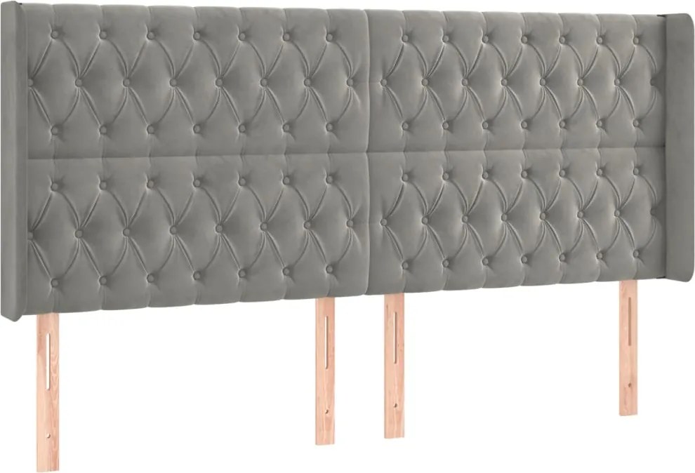 Čelo postele typu ušák světle šedé 183x16x118/128 cm samet 3119976
