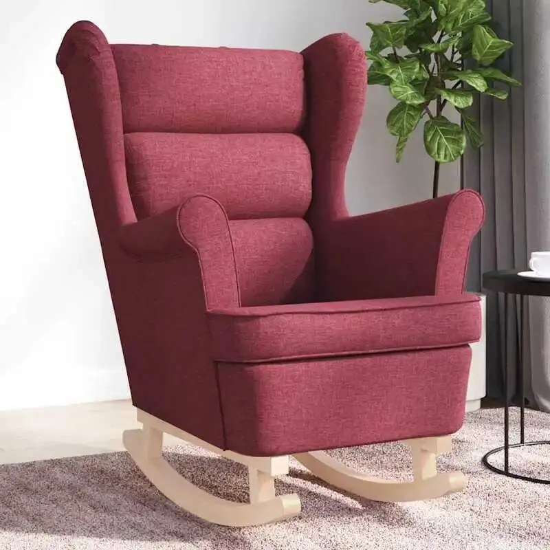 Křeslo ušák, relaxační, houpací, nohy světlé, látka vínovočervená, NoBi TEJA