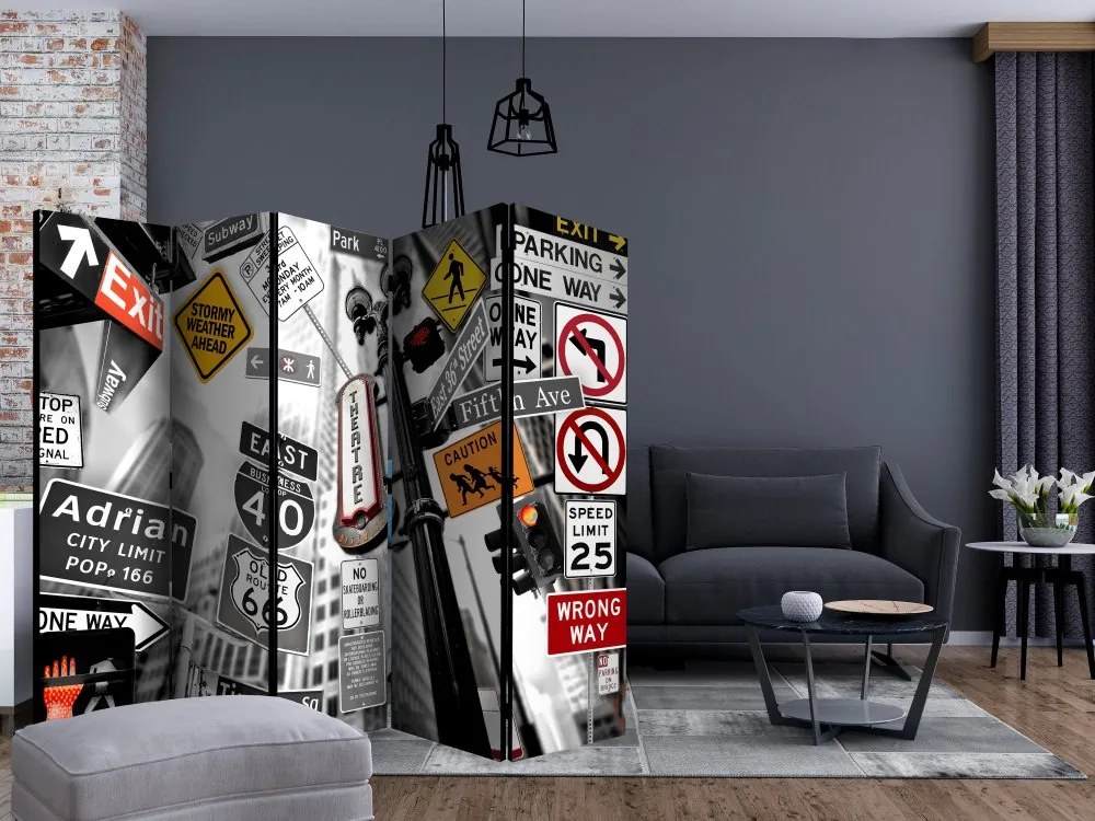 Paraván New York Signs Dekorhome 135x172 cm (3-dílný)