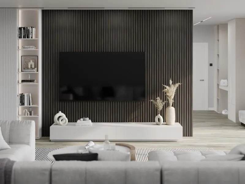 Mexen Lam-B, akustické stěnové lamely 275 × 30 cm, HDF deska 4 mm, technická dýha, ořech stříbřitý, S100-275307-3015-009