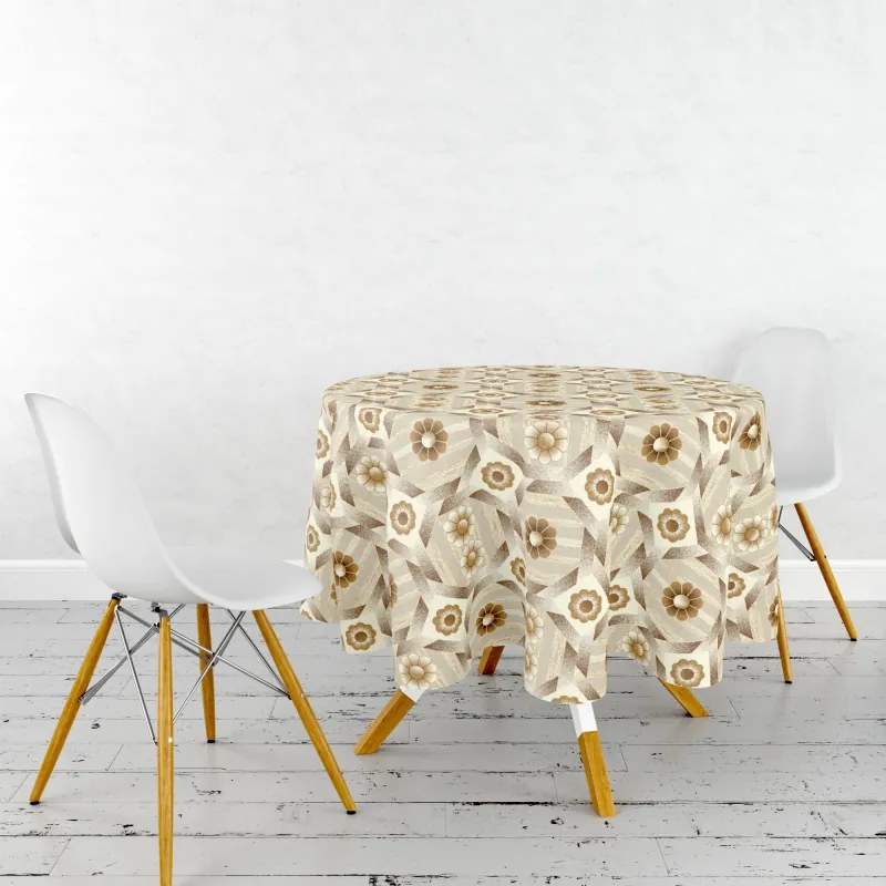 Ubrus PVC kulatý Fl-1710 – Rustikální elegance hnědá (různé velikosti)