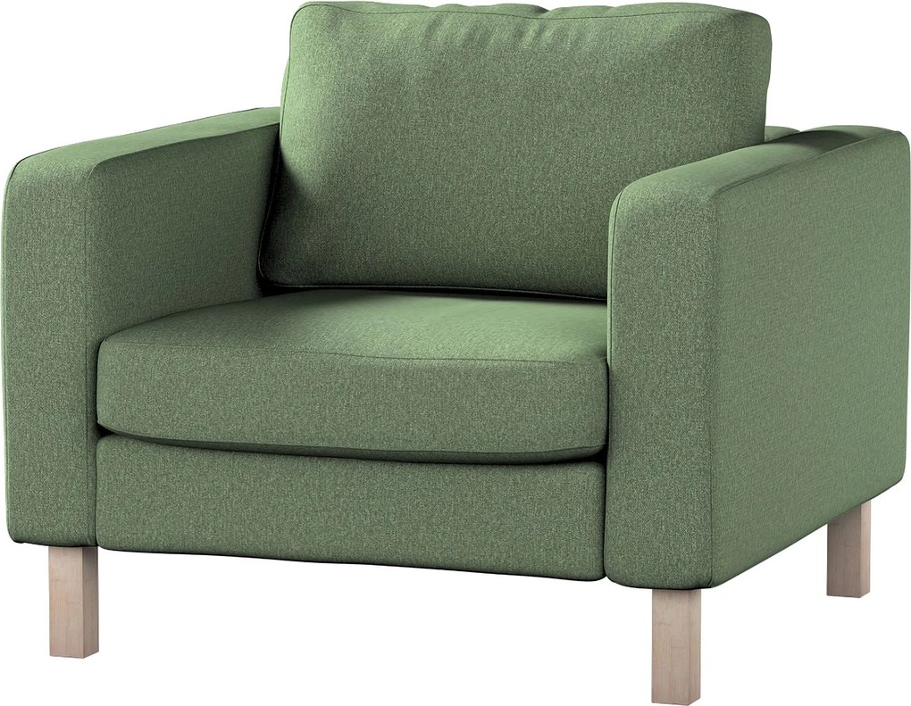 Potah na křeslo IKEA Karlstad, krátký barva zelená látka pletený vzor