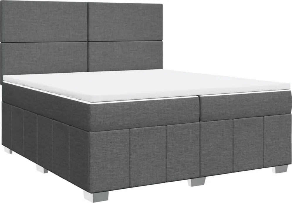 Box spring postel s matrací tmavě šedá 200x200 cm textil 3294069