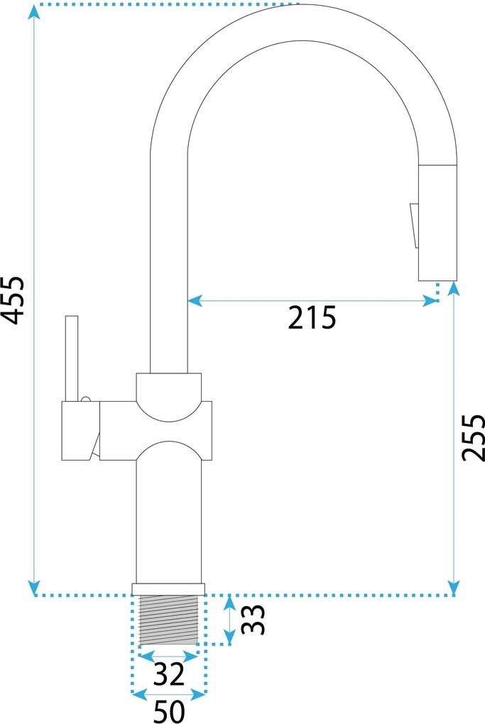 Rea Fresh High, kuchyňská baterie vysoká s výsuvným výtokem, grafitová, REA-B7202
