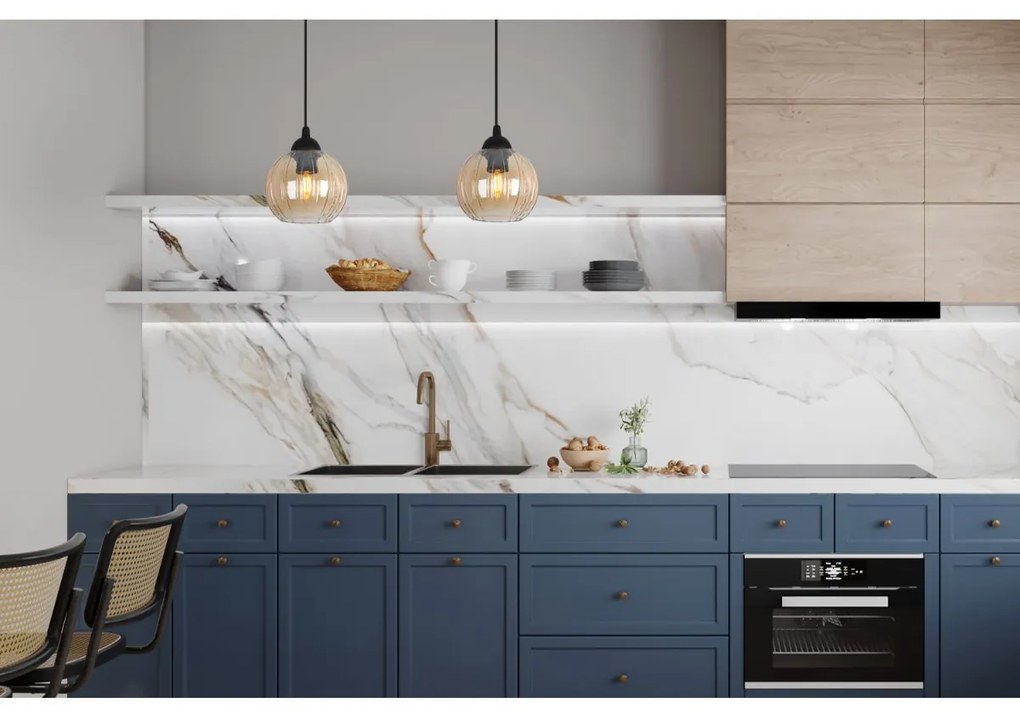 Závěsné svítidlo Costa, 2x medové skleněné stínítko, b