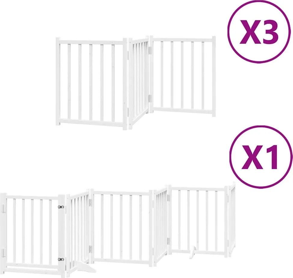 Zábrana pro psy s dvířky skládací 15 panelů bílá 750 cm topol 3155705