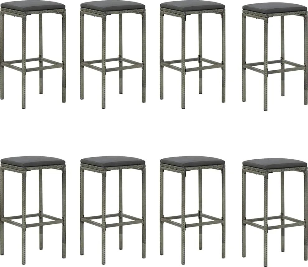9dílný zahradní barový set s poduškami šedý 3068015