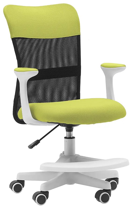 Dětská židle Neoseat MONKEY WHITE s podnoží — látka, bílá / zelená