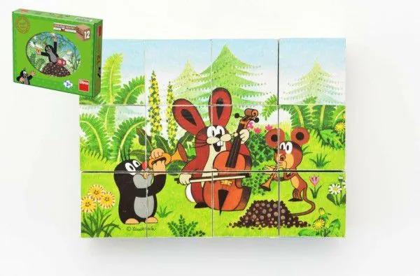 Krtek a přátelé Kostky kubus dřevo 12ks v krabičce 22x17x4cm