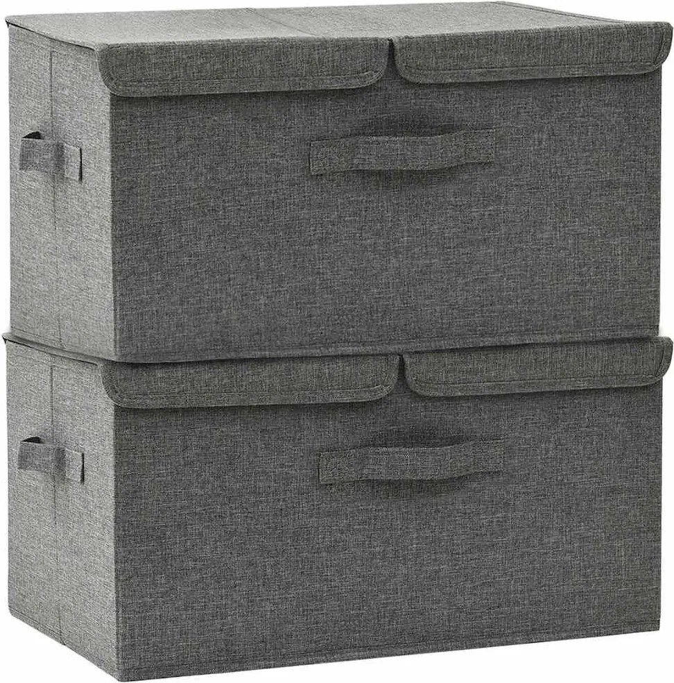 Úložné boxy 2 ks textil 50 x 30 x 25 cm antracitové 332913
