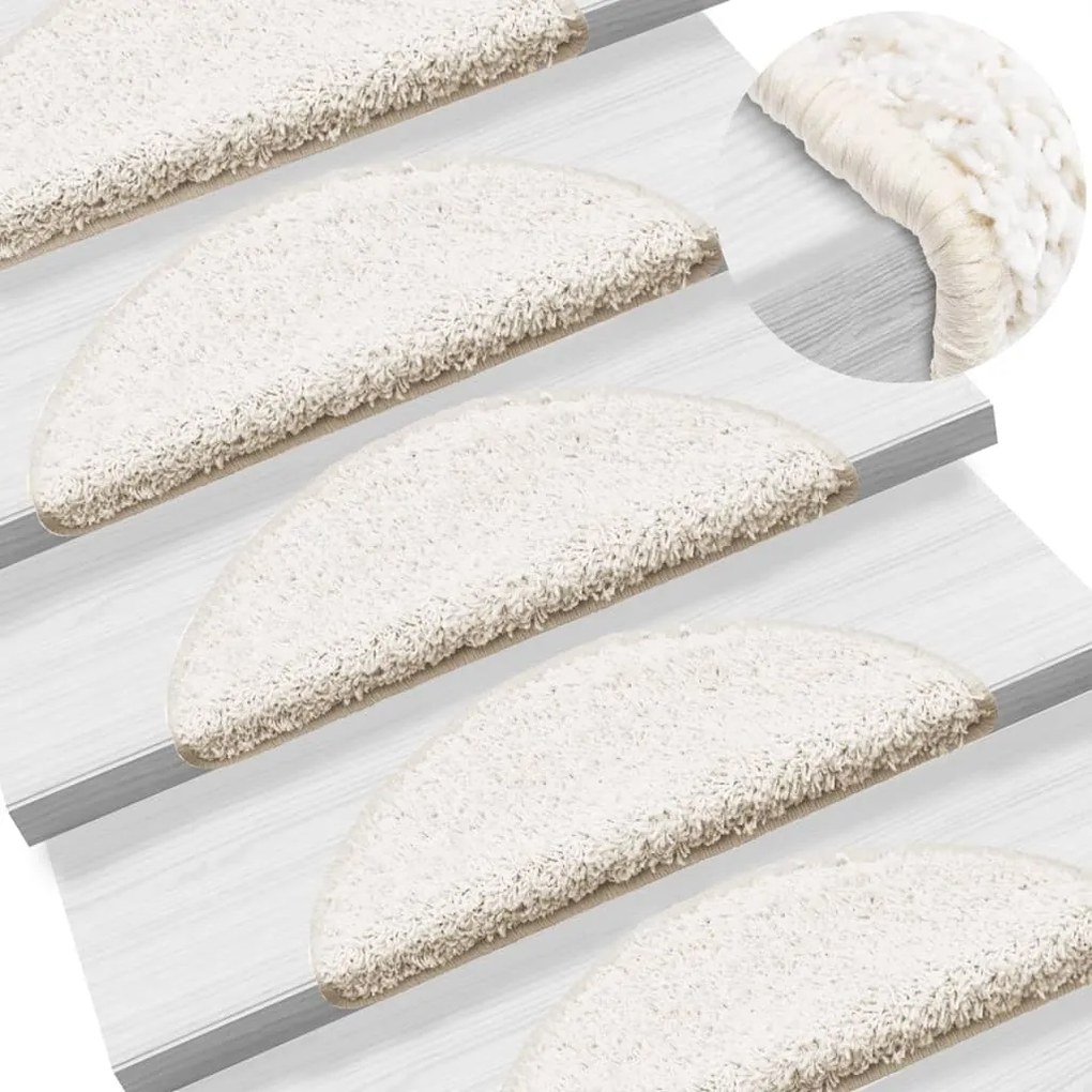 Schodové rohože 10 ks 56 x 17 x 3 cm bílé půlkulaté 149795