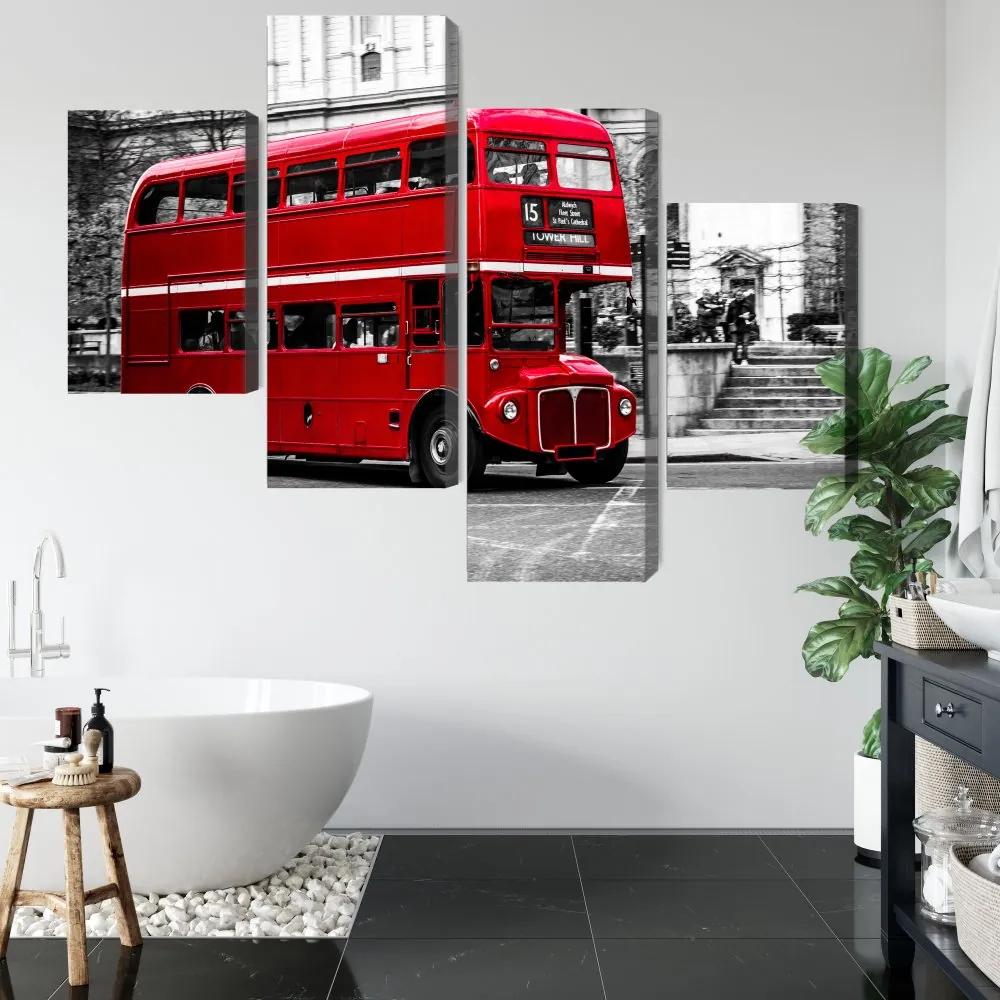Vícedílný obraz Dvoupatrový Autobus V Londýně Nedostatek Nedostatek Přírodní plátno 240x150