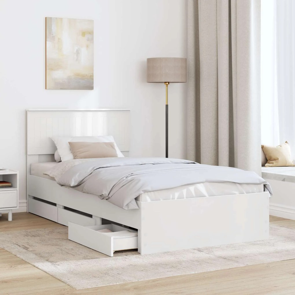 Rám postele se zásuvkou Bílá 100 x 200 cm Inženýrské dřevo 3410735