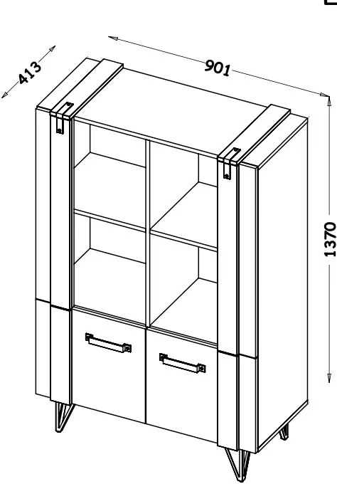 Regál Leewood 4, dub/šedá