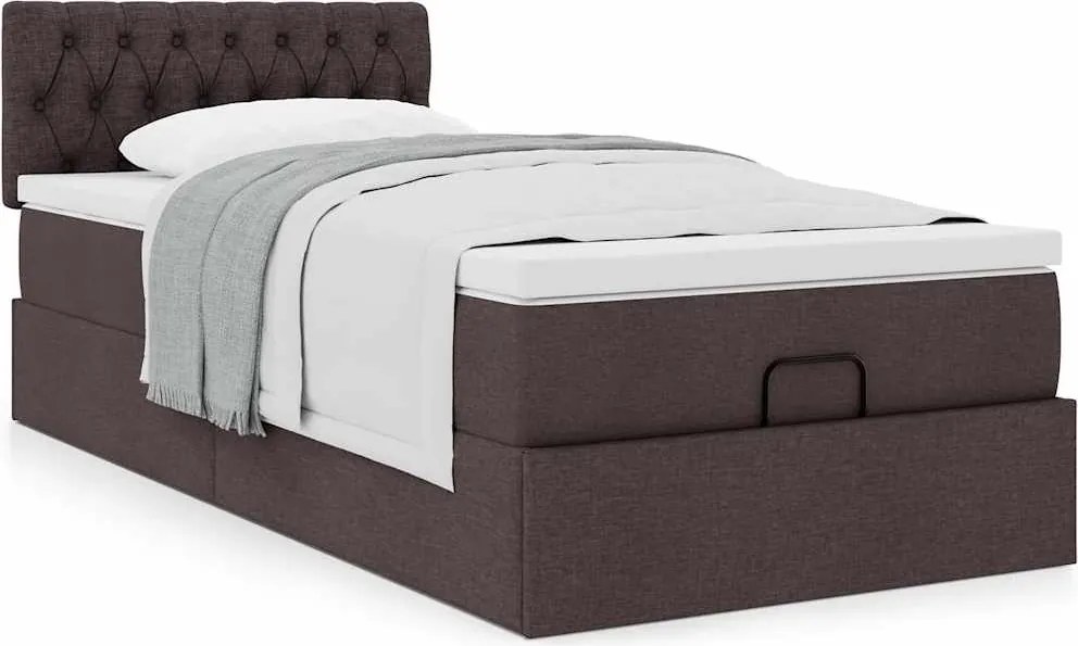 Osmanský rám postele s matrací tmavě šedá 90x190cm textil 3311507