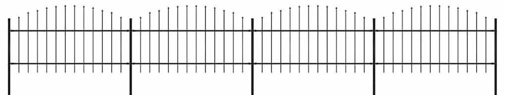 Zahradní plot s kopím nahoře ocelový 671 x 125 cm černý 277724