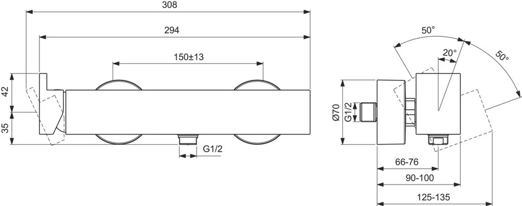 Ideal Standard Extra - Sprchová baterie nástěnná, magnetově šedá BD512A5