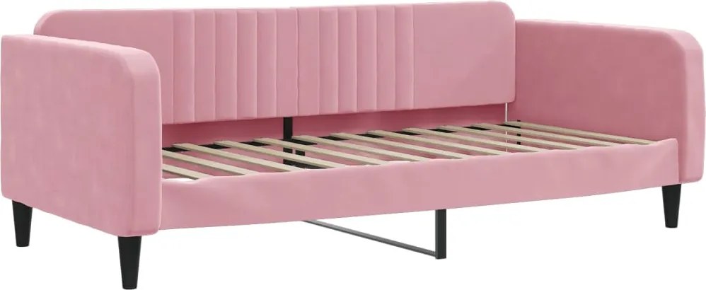 Válenda s matrací růžová 90 x 200 cm samet 3197042