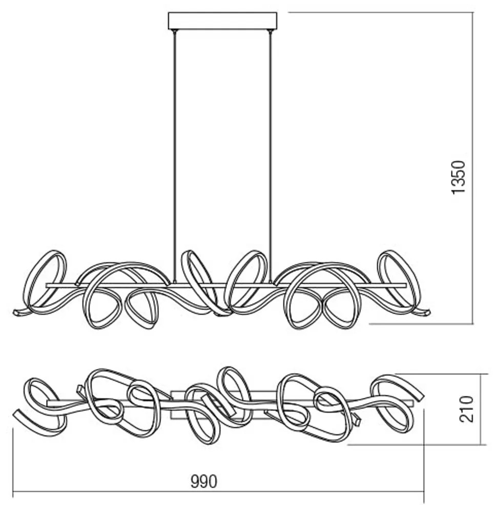 Redo 01-2105 závěsné LED stmívatelné svítidlo Godart matně bílé, 37W, 3000K, 99cm