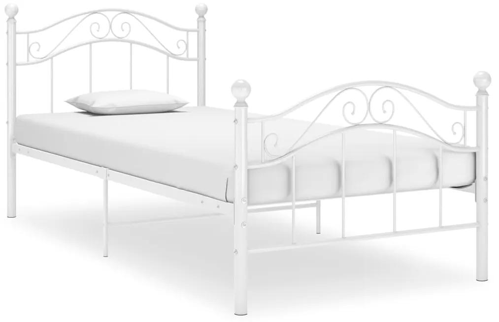 324989 vidaXL Rám postele bílý kov 90 x 200 cm
