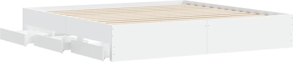 Rám postele se zásuvkami bílý 180 x 200 cm kompozitní dřevo 3207252