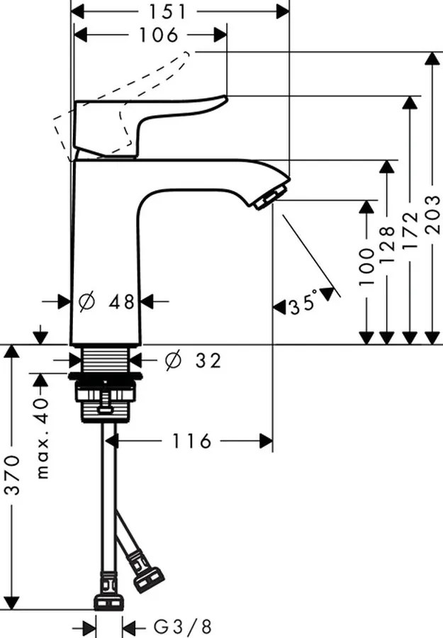 Hansgrohe Metris New, umyvadlová baterie, chromová, 31084000