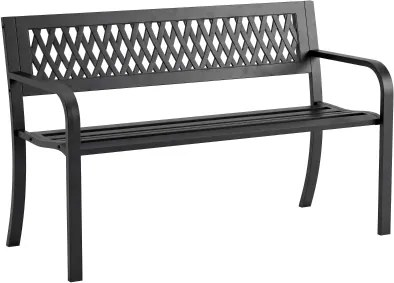 Outsunny zahradní lavička pro venkovní použití, pro 2 osoby, patio lavička, černá
