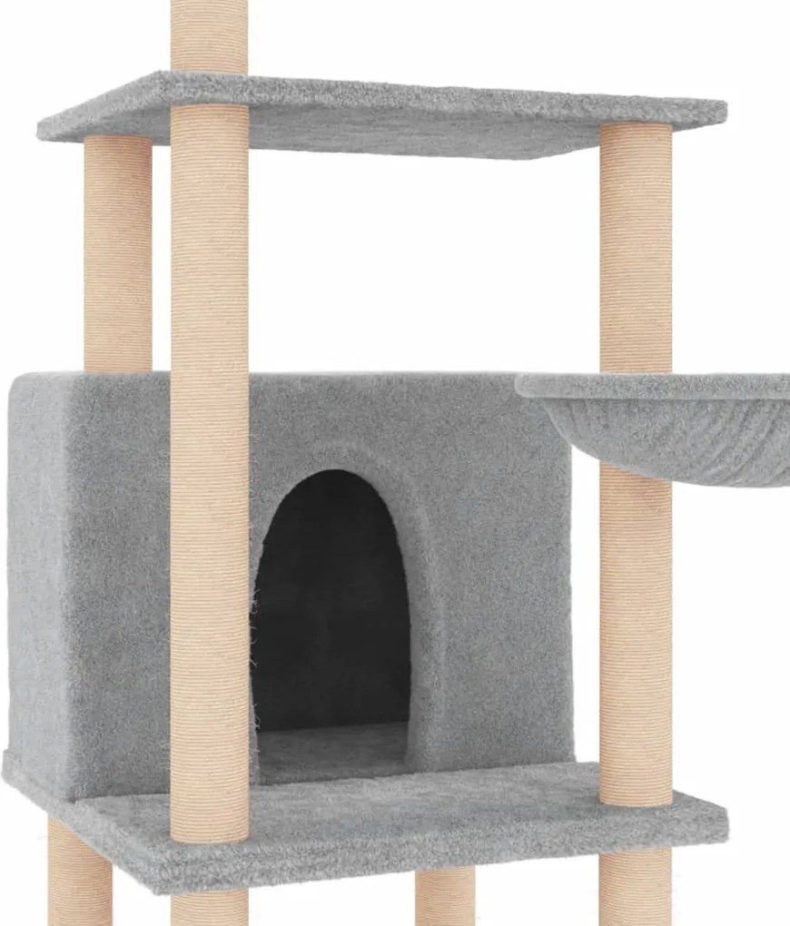 Škrabadlo pro kočky se sisalovými sloupky světle šedé 132 cm 171727