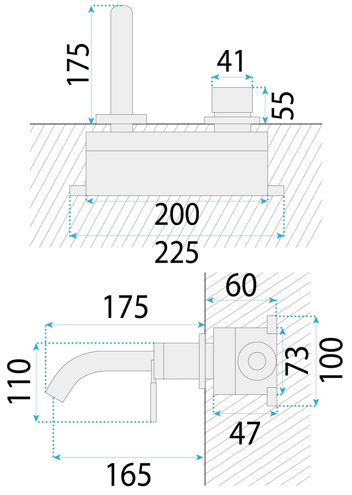 Podomítková umyvadlová baterie REA ARGON BOX systém, zlatá