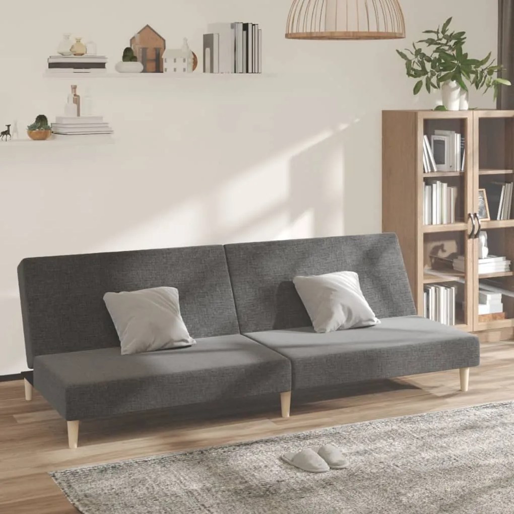 2místná rozkládací pohovka světle šedá textil