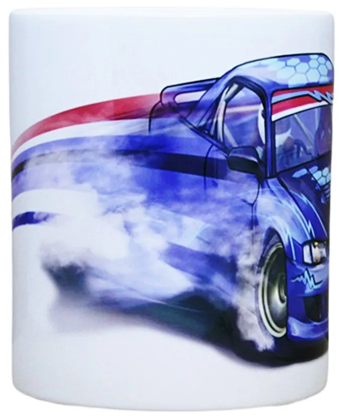Super plecháček Keramický hrnek s potiskem závodní auto Objem a motiv: 400 ml modrý uvnitř